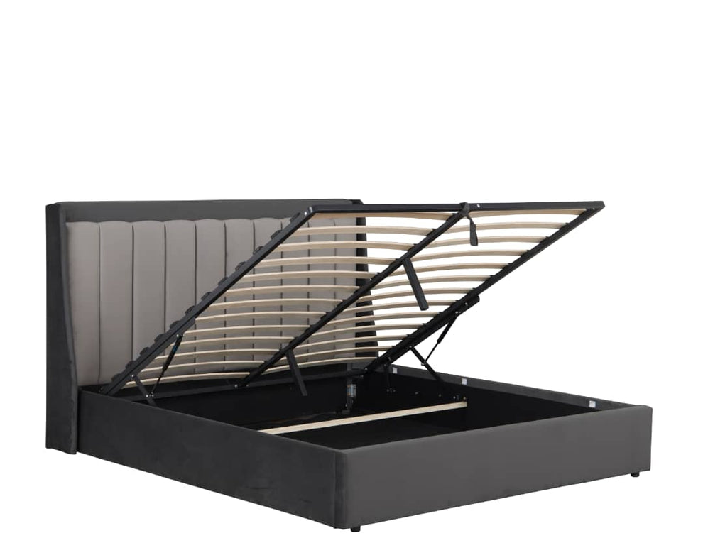 Riviera Channel™ Gas-Lift Storage Bed in Velvet Two-Tone – Kenwick Sofa ...